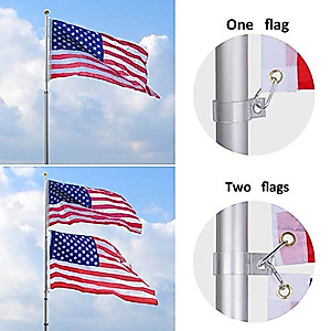 WeValor 20FT Telescoping Flag Pole Kit, Heavy Duty 16 Gauge Aluminum Outdoor In Ground Flag Poles with 3x5 USA Flag, for Residential or Commercial, Silver