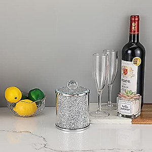 JUXYES Sparkle Glass Crushed Diamonds Canister for Sugar Coffee Tea, Luxurious Diamond Style Storage Containers Sets with Lids Decorative Storage Jar for Kitchen Counter Dining Room