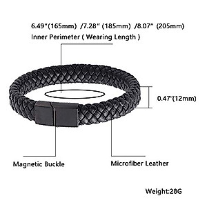 ForeverWill 1 Year AA NA Sobriety Jewelry Gifts for Men Women,Inspirational Magnet Leather Recovery Bracelets,Personalized Narcotics Alchohol Addiction Recovering Friends Family,Customized Black