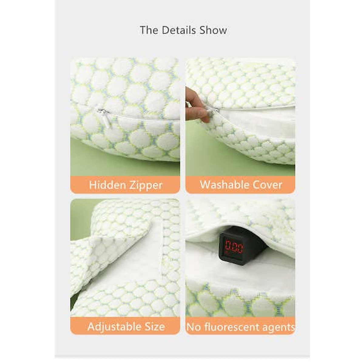 Pregnancy Pillows for Sleeping, Adjustable Pregnancy Body Pillow Prenatal and Postnatal Positioning, Support for Back, Legs, Belly, HIPS, Maternity Pillow with Removeable Cover