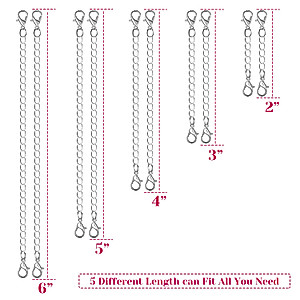 Anezus 10Pcs Necklace Extenders, Jewelry Extenders for Necklaces, Silver Bracelet Extender, Chain Extenders for Necklace, Bracelet and Jewelry Making (Assorted Sizes)