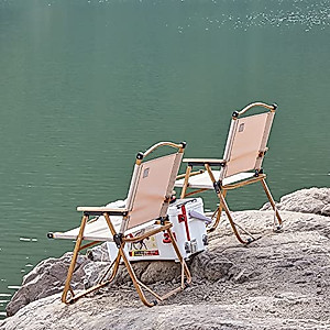 OTDORSUP Portable Camping Chair Lightweight Outdoor Folding Chair Compact Chair Aluminum with Armrests for Travel Camping, Fishing Picnic (Khaki)