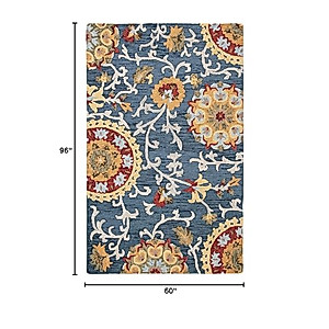 SAFAVIEH Blossom Collection 5' x 8' Navy/Multi BLM401N Handmade Floral Premium Wool Living Room Dining Bedroom Area Rug