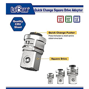 LABEAR- 4pcs Ratcheting Wrench to Square Drive Adapter Set