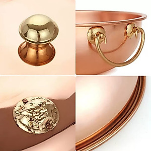 Chafing Dishes Copper Pot Hot Pot Thickened Pure Copper Old-fashioned Mandarin Duck Pot Home Pot Soup Pot Flat Bottom Induction Stove For Family Dinners And Outdoor Picnics (Color : Brass, Size : 32