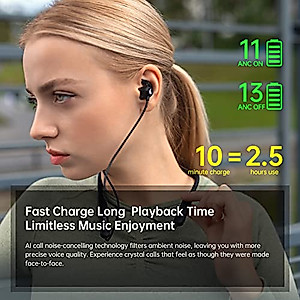 Edifier Bluetooth Wireless Active Noise Cancelling Earbuds – Neckband Headphones 13Hrs Playtime,IP55 Waterproof Stereo Earphones for Gym Running Compatible with iPhone and Android,W280NB Black