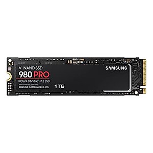 SAMSUNG 980 PRO SSD 1TB PCIe 4.0 NVMe Gen 4 Gaming M.2 Internal Solid State Drive Memory Card, Maximum Speed, Thermal Control, MZ-V8P1T0B