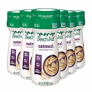 Beech-Nut Baby Cereal, Oatmeal Cereal Stage 1 for Infants, 8 oz Canister (6 Pack)