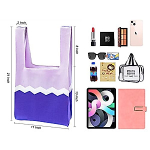 Cute Handbag for Women Aesthetics Crochet Tote Bag Large Capacity Solid Vibrant Color Casual Hobo Bag (Purple, Large)