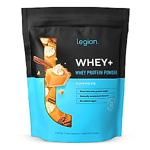 LEGION Whey+ Whey Isolate Protein Powder from Grass Fed Cows - Low Carb, Low Calorie, Non-GMO, Lactose Free, Gluten Free, Sugar Free, All Natural Whey Protein Isolate, 30 Servings (Pumpkin Pie)
