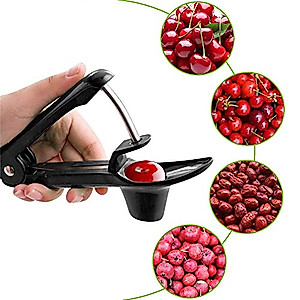 Hovico Cherry Pitter Remover,Cherry Fruit Kitchen Olive Core Remove Pit Tool Seed Gadget Stoner Corer Pitter Remover,Portable Cherry Pitter Tool Kitchen aid with Space-Saving Lock Design (Black)