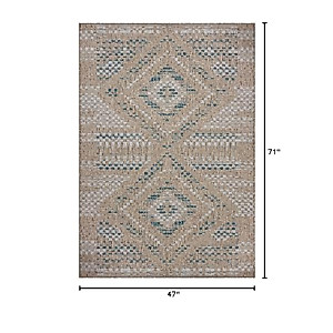 Loloi Amber Lewis x Topanga Natural/Aqua 3'-11" x 5'-11" Accent Rug