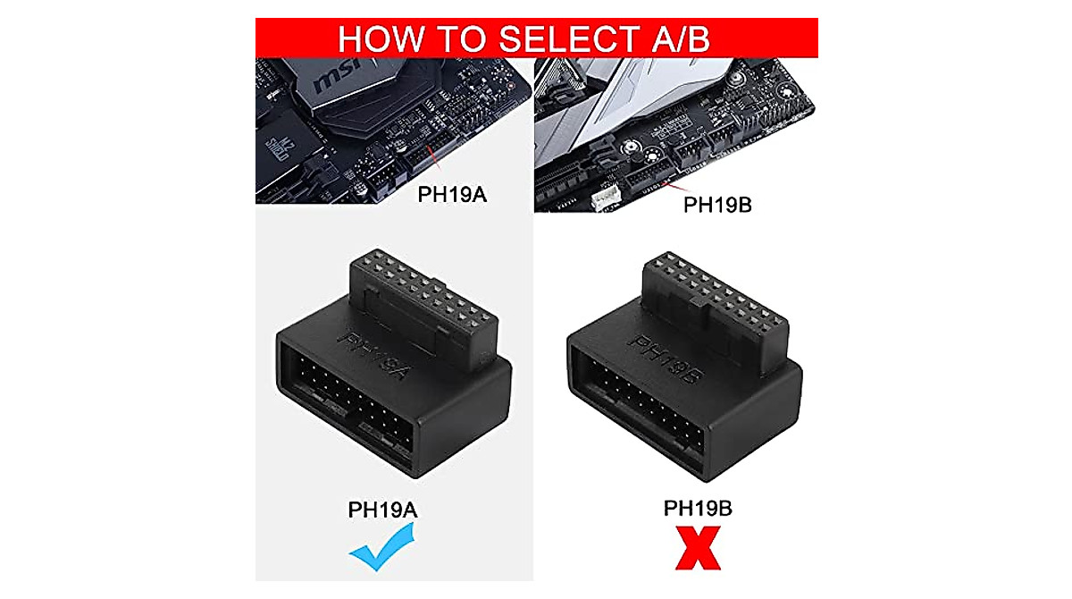 QIANRENON USB 3.0 19/20 Pin 90° Adapter - Up Angled Right Angle Socket