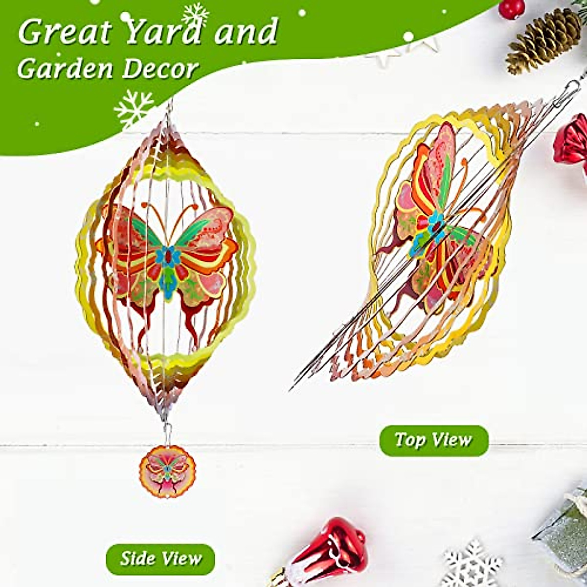 Butterfly Wind Spinners, Butterfly Gifts for Women Mom Grandma Wife, 12inch Large Metal Kinetic Wind Spinner, Hanging Wind Spinners Indoor Outdoor Decoration Decorations Ornaments