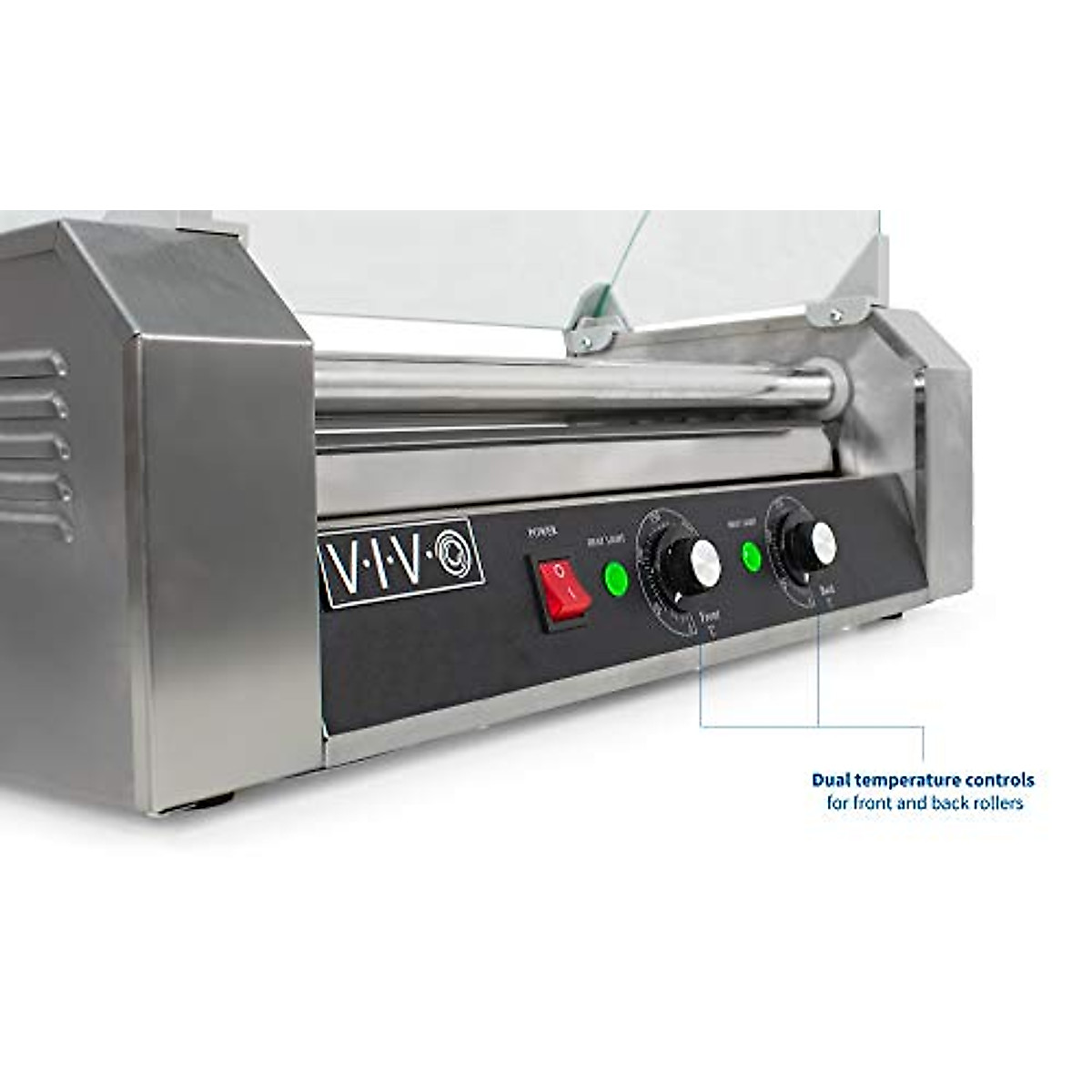 VIVO Electric 12 Hot Dog and 5 Roller Grill Warmer, Cooker Machine with Cover, HOTDG-V205