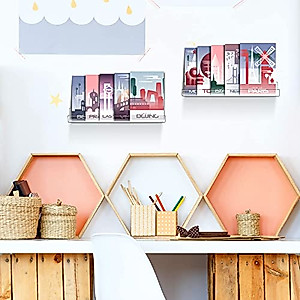 Jetec Acrylic Floating Display Shelves Clear Wall Bookshelf for Kids Acrylic Wall Display Shelves Book Shelf for Room Picture Display Storage,15 x 1.7 x 2 Inches(Transparent,12 Pcs)