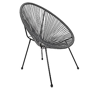 voqoomkl 3-Piece Outdoor Acapulco Chair, All-Weather Weave Lounge Chair,Patio Conversation Bistro Set with Glass Top Table,Balcony Chair Egg Chairs for Porch, Lawn, Balcony, Poolside Seating