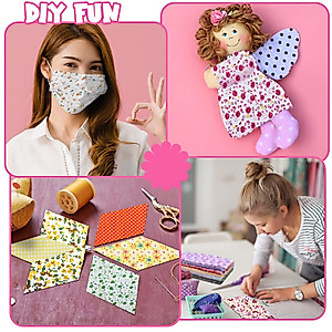 Kingdder 200 Pcs 10 x 10 Inch Cotton Fabric Squares for Quilting Craft Fat Quarters Fabric Bundle Squares Patchwork for DIY Crafts Scrapbooking Cloths Handmade Accessory (Flower)