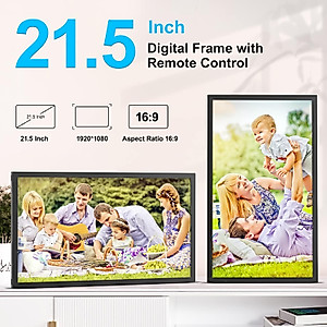 21.5-Inch Large Digital Picture Frame - with 5G Dual WiFi, 1920x1080 IPS Panel, 32GB Memory digital cloud frame, Screen Projection and Sync Screen, Full function, Share Photos and Videos via instantly