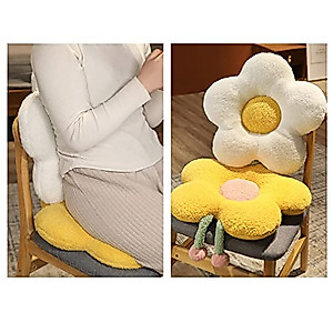 LANFIRE Flower Throw Pillow Seating Cushion Pillow Cushion Throw Cushion 17.7 * 17.7 inches Plush Sun Flower Cushion (White)