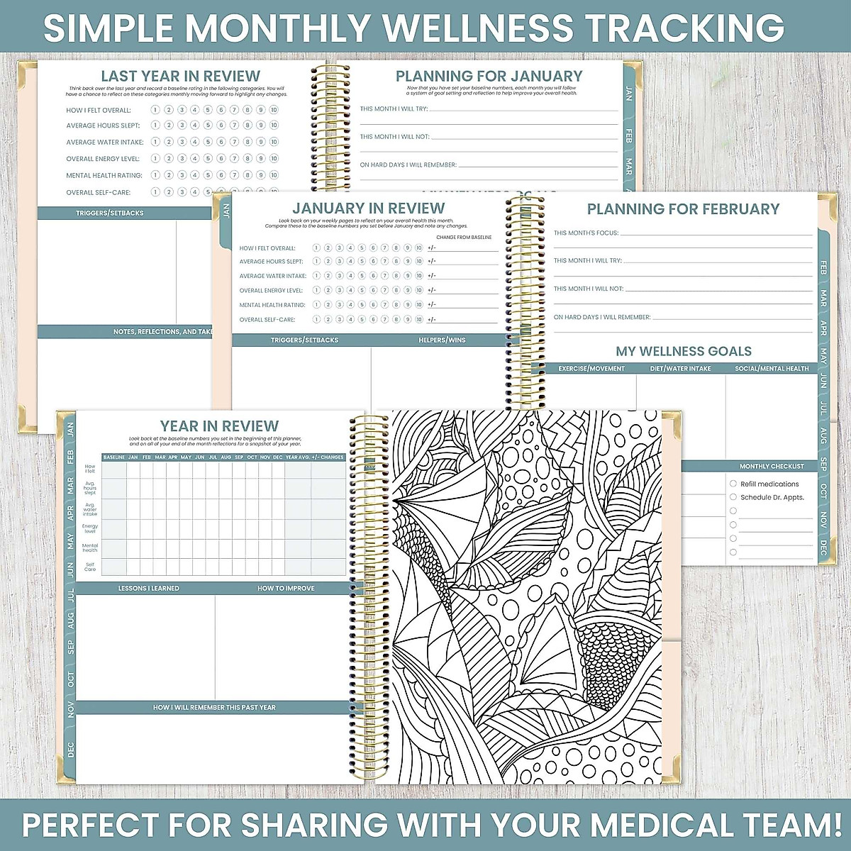 bloom daily planners Undated Chronic Illness Planner & Medical Journal - 12 Month Pain & Symptom Tracker, Mood & Medication Log, Appointment Organizer (7” x 9”)- You Are Stronger Than You Think