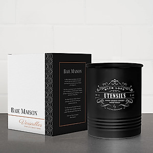 Baie Maison Large Kitchen Utensil Holder for Countertop - Farmhouse Kitchen Tools Storage Organizer Utensil Crock - Black Cooking Utensil Holder for Kitchen Counter - Utensil Caddy Jar Spatula Holder