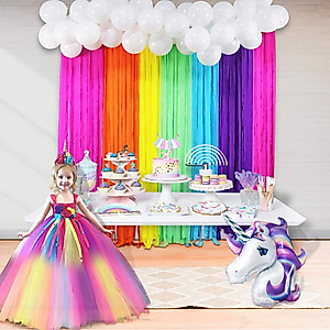 Rainbow Party Backdrop with Balloon Garland, Rainbow Cloud Birthday Photo Backdrops Props Booth Rainbow Balloon Arch Kit for Kids Rainbow Birthday Decorations Baby Shower Photography