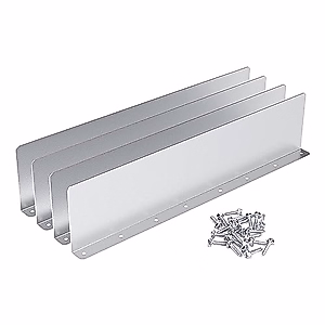 Meokro 4 Pcs Gutter Valley Splash Guards Aluminum Roof Valley Splash Shield Straight Rain Diverter Roofing Gutter Guards with 32 Screws for House Shingle Roofs Corner