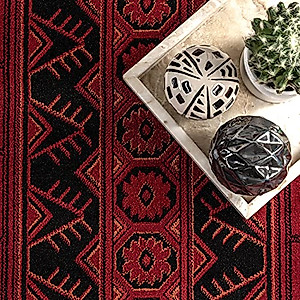 nuLOOM Billie Traditional Paneled Fringe Area Rug, 6' 7" x 9', Red