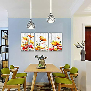 Bedroom Decoration kitchen Wall Artworks Canvas Wall Art for Living Room, 3 piece bathroom Wall decor Yellow flowers Watercolor painting posters Pictures office restaurant wall painting Home decor
