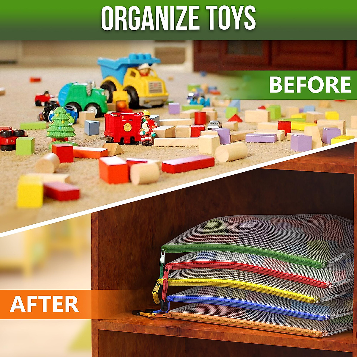 5 Pack Mesh Zipper Pouch Bags A3 - Plastic Zipper Pouches for Organizing 17.7x12.6 inch - Game Storage Bags - Puzzle Organizer Bags - Large Zipper Pouch Bag - Mesh Pouch with Zipper - Puzzle Bags