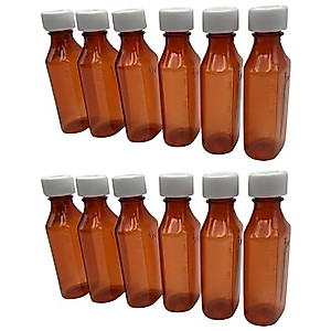 Sandhill Tools Graduated Amber Oval Medicine Bottles with Child Resistant Caps 4 Oz Travel Size Containers for liquids and Lotions (Pack of 12)