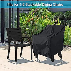 WOMACO Stackable Patio Chair Cover 2 Pack Waterproof Outdoor Stacking High Back Chair Cover Water Resistant Outside Furniture Tall Chair Protector (2 Pack - 29.5" L X 29.5" W X 47" H, Black)
