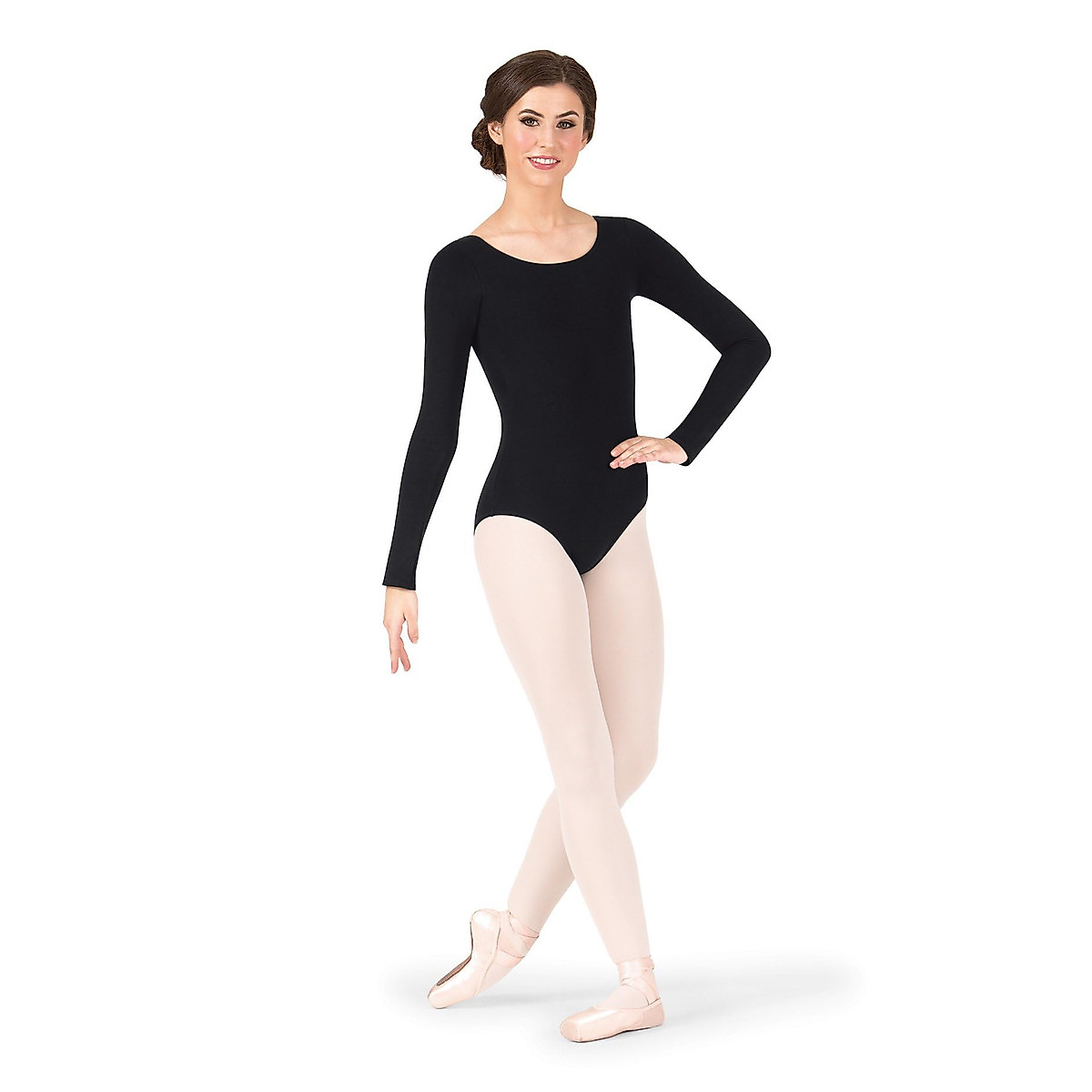 Theatricals Womens Cotton Long Sleeve Dance Leotard Black XL TH5507