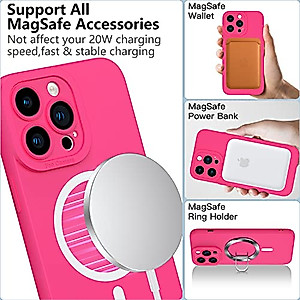 MYY Magnetic for iPhone 13 Pro Max Case,Silicone Shockproof Phone Case[MagSafe-Compatible] Soft Anti-Scratch Microfiber Lining Full Camera Lens Protection Cover 6.7'' (Hot Pink)