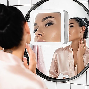 Fancii 7x LED Lighted Magnifying Makeup Mirror with Strong Suction - 6.5" wide, Natural Daylight, Cordless Portable Vanity Mirror with Lights (Square) - Mira 7