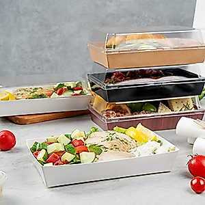 Restaurantware Matsuri Vision Rectangle White Paper Medium Sushi Tray - 8" x 5" x 1 1/2" - 100 count box