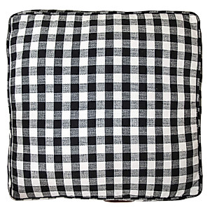 JN Better Homes & Gardens Yarn Dyed Floor Cushion - 24 inchesx24 inchesx5 inches - Black and White Gingham