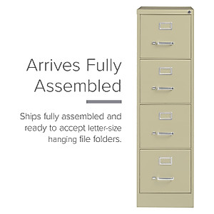 Hirsh Industries 22" Deep Vertical File Cabinet 4-Drawer Letter Size Putty, 17891