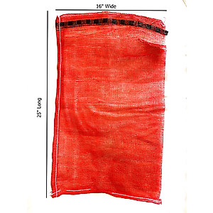 St. Boniface Bag Company | Red Mesh Bags | Size: 16 X 25" | Potato Storage | Onion Bag | Vegetable Bag | Firewood Bag | Reusable Produce Bag | Heavy Duty Grocery Mesh Bags | 25 LBS CAPACITY (5)