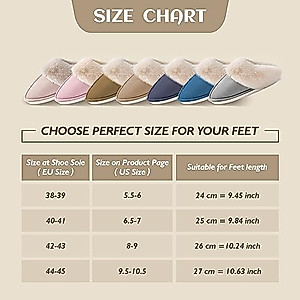 SOSUSHOE Womens Slippers Memory Foam Slippers Fluffy Slippers Warm Soft House Slippers for Women Non-Slip Indoor Outdoor,Khaki