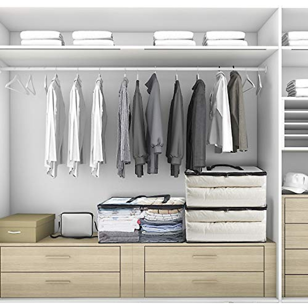 3 Packs Clear Bags for Storage , 20 X 16 X 10 inch, Heavy Duty Vinyl Clothing Storage Bags with Reinforced Handle for Comforter Duvet Blanket Bedding Clothes Toys, PVC Clothes Organizers Storage Bag