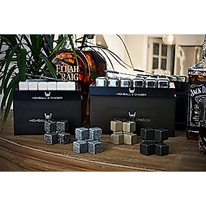 Highball & Chaser Whiskey Stones Chilling Rocks 6 Chilling Cubes Great Whiskey Gift for Men (White)