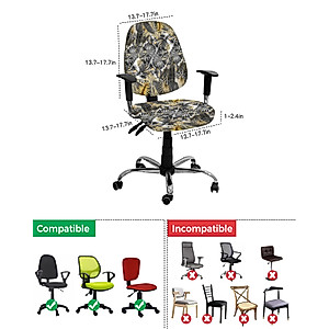 Jolunifun Palm Tree Office Chair Covers Stretchable 2 Piece, Soft Decorative Computer Desk Chair Cover Protector Universal Rotating Chair Slipcover Luxurious Gold Black Summer Tropical Leaves