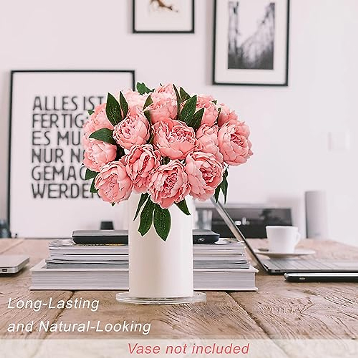 Softflame Artificial/Fake/Faux Flowers - Peony Bundle Pink Color, Pack of 5, Totally 25 Heads, for Wedding, Home, Party, Restaurant