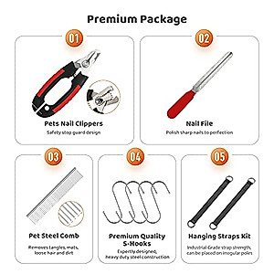 Guzekier Pet Dog Grooming Hammock Harness for Cats & Dogs, Dog Sling for Grooming, Dog Hammock Restraint Bag with Nail Clippers/Trimmer, Nail File, Pet Comb,Ear/Eye Care