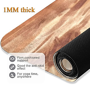 GOODOLD Vintage Western Cowboy Yoga Mat, 71 x 26 Inch Non-slip Yoga Mats Folding Travel Exercise Mat Indoor Outdoor Gym Pilates with Storage Bag for Women Men