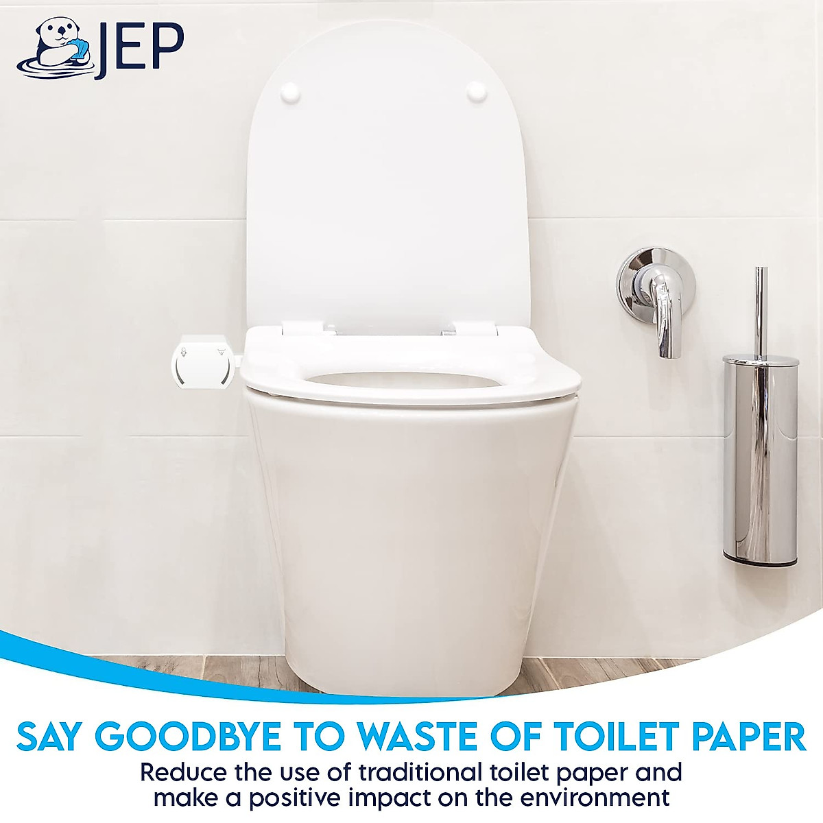 JEP Bidet Toilet Seat Attachment for Toilets | Bidets for Existing Toilets for Rear & Feminine Cleaning, Easy to Install, Convenient, and Power Free (Cold Water Square Knob)