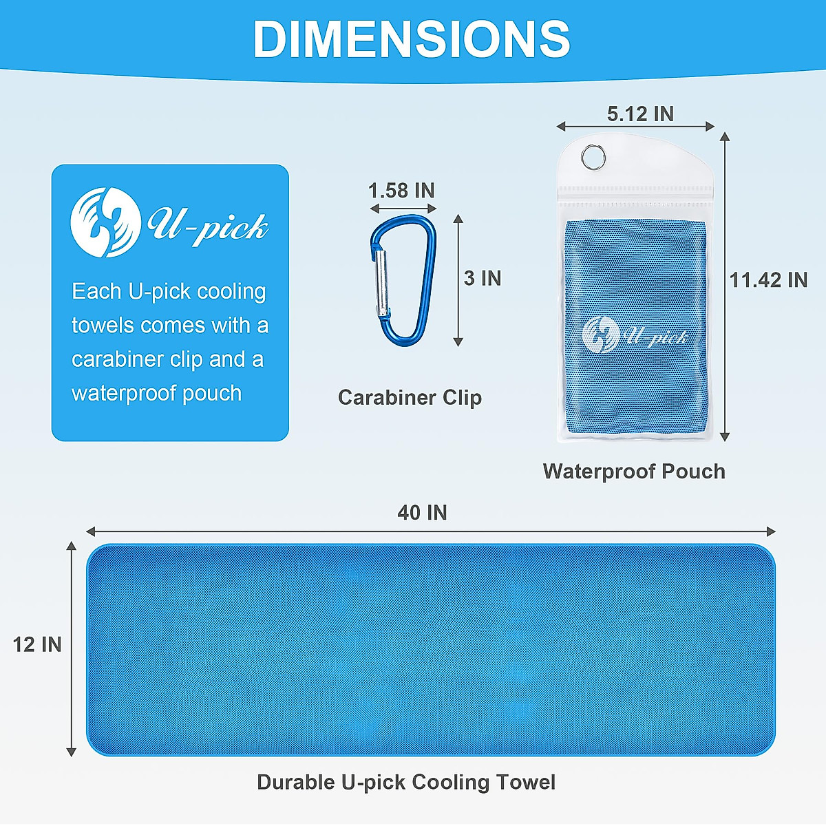 U-pick Cooling Towels for Neck and Face[40"x12"], Sweat Towel Breathable Soft, Stay Cool Chill Towel Cold Towel for Gym, Yoga, Sports, Workout, Baseball, Beach, Camping, Travel, Cruise