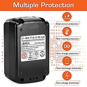 Lipop 3.0Ah Replacement Battery for Black and Decker 40V Lithium Battery Compatible with Black+Decker 36V/40V Max Cordless Power Tools LBX2040 LBXR36 LBXR2036 LST540 LCS1240 LBX1540 LST136W